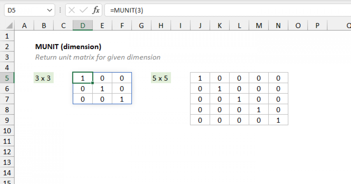 Excel MUNIT function | Exceljet